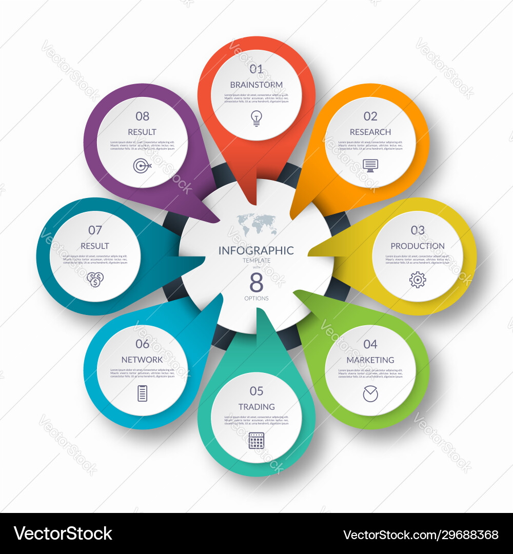 Infographic circle diagram template with 8 options