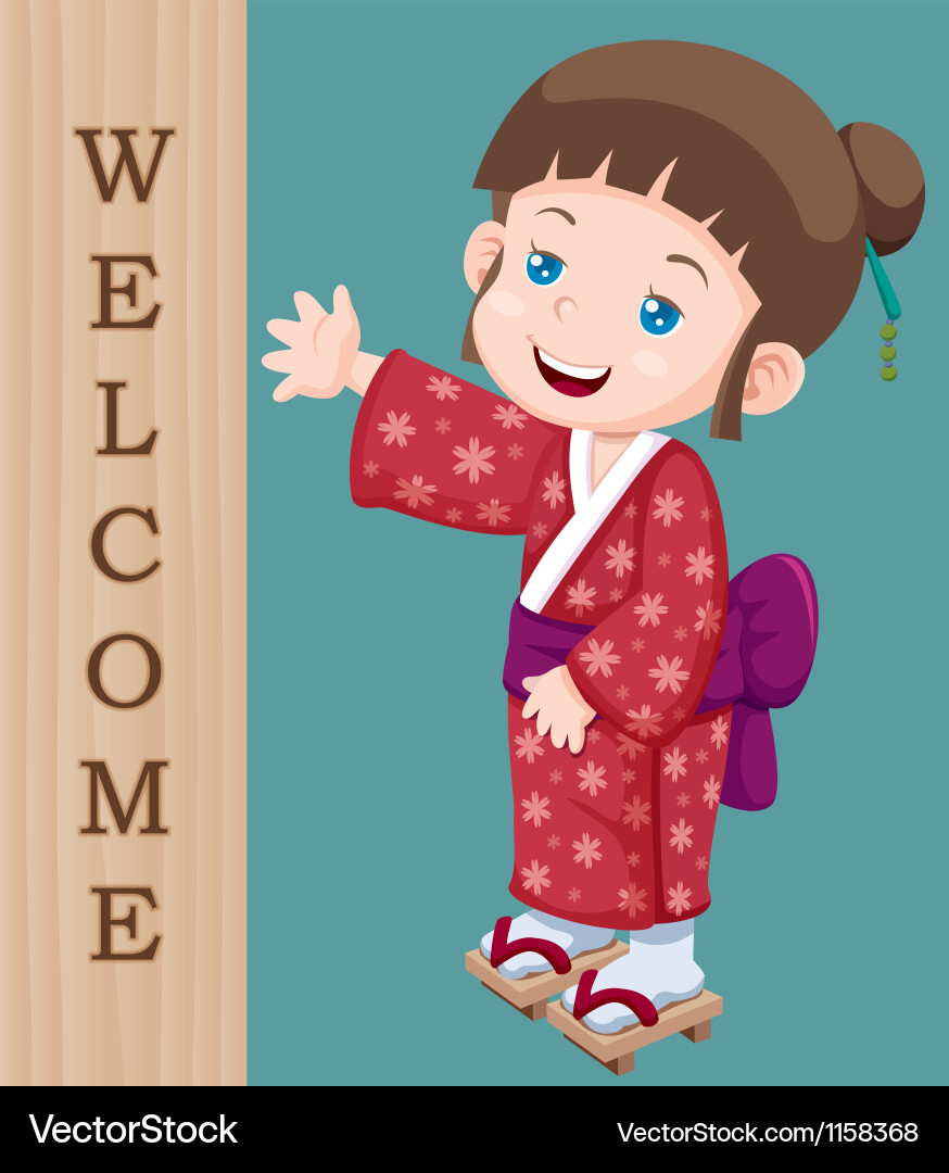 Japanese girl welcome Royalty Free Vector Image