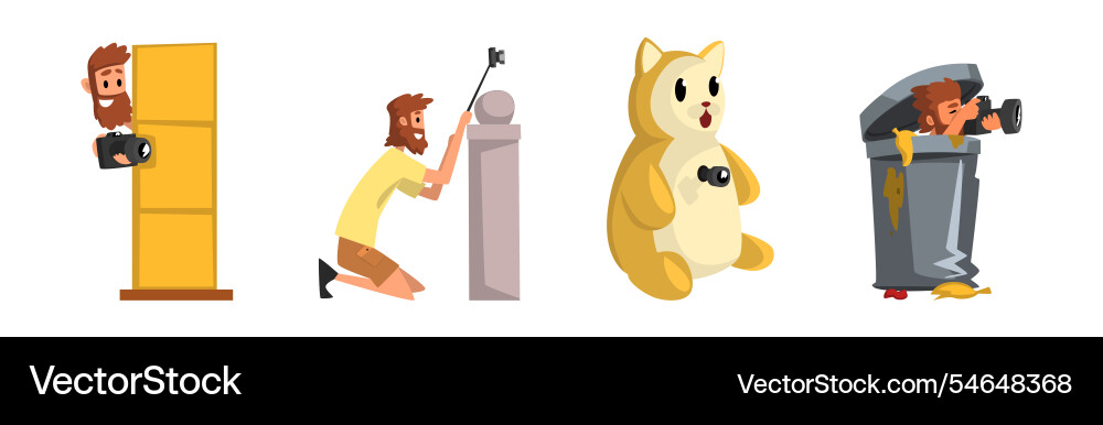 Man photographer taking photos using professional Vector Image