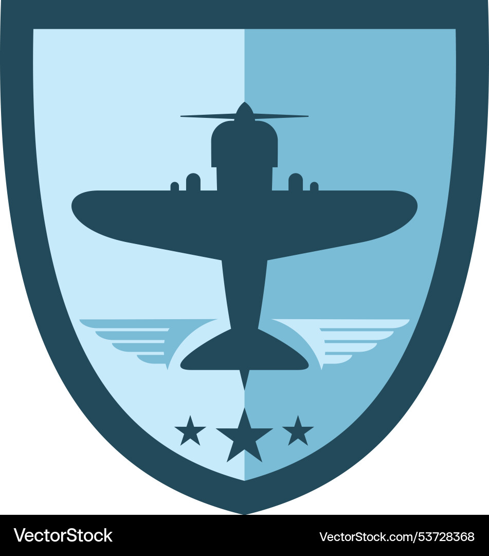Retro aviation logo air force insignia shield Vector Image