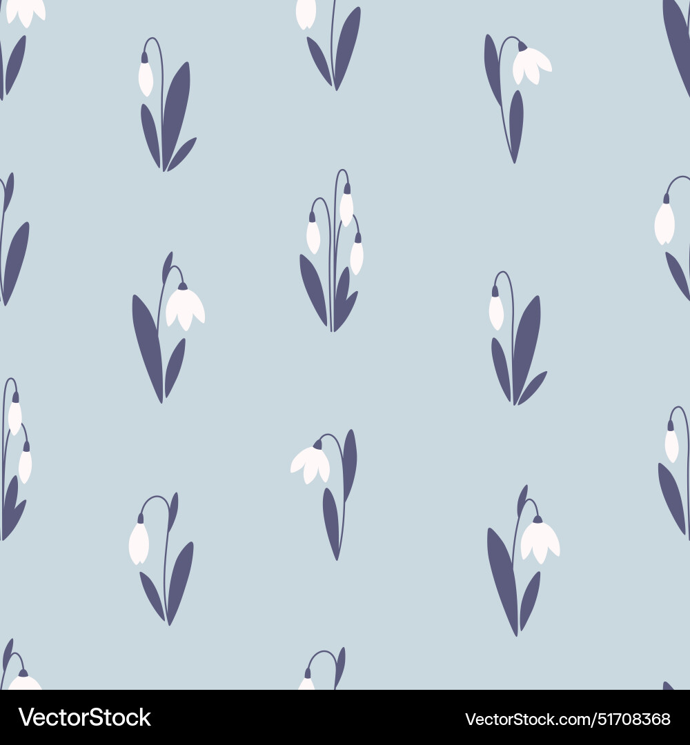 Snowdrop flowers seamless pattern print Royalty Free Vector