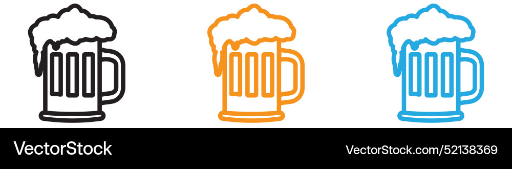 Beer mug logo set collection for web app ui Vector Image