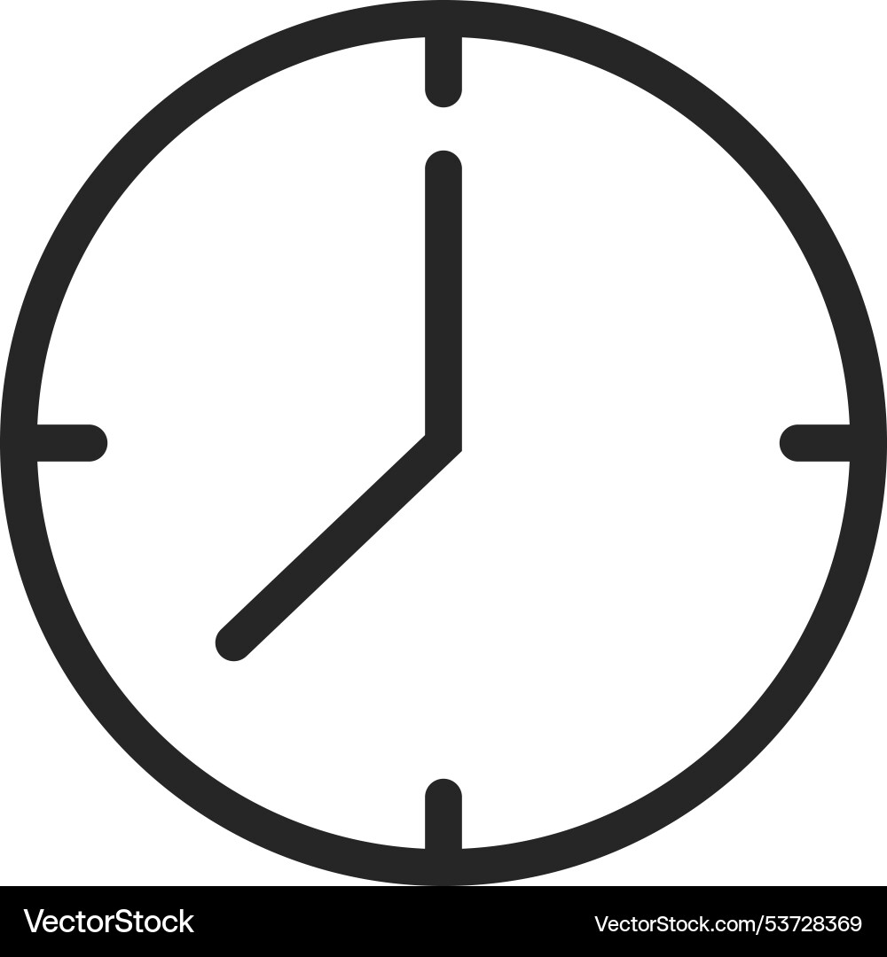 Clock Line Icon - Hour Symbol Royalty Free Vector Image