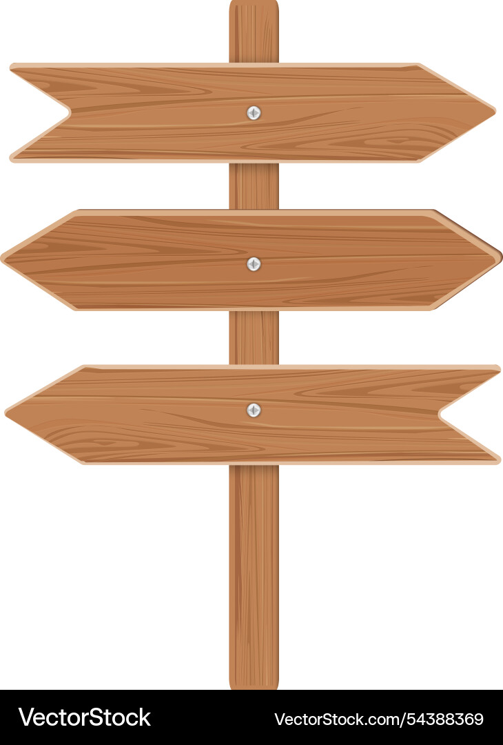 Direction signboard with realistic wood texture Vector Image