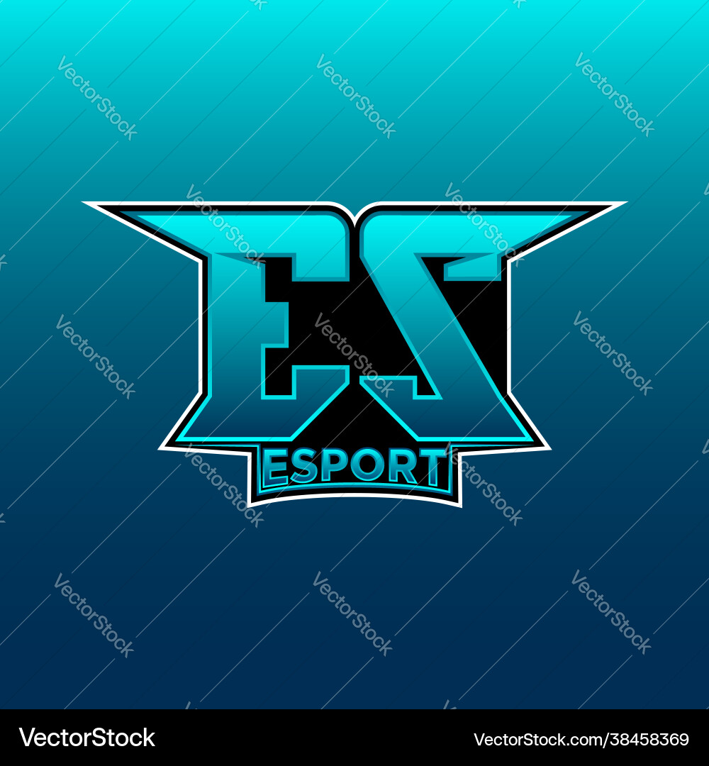 Es initial gaming logo esports geometric designs Vector Image