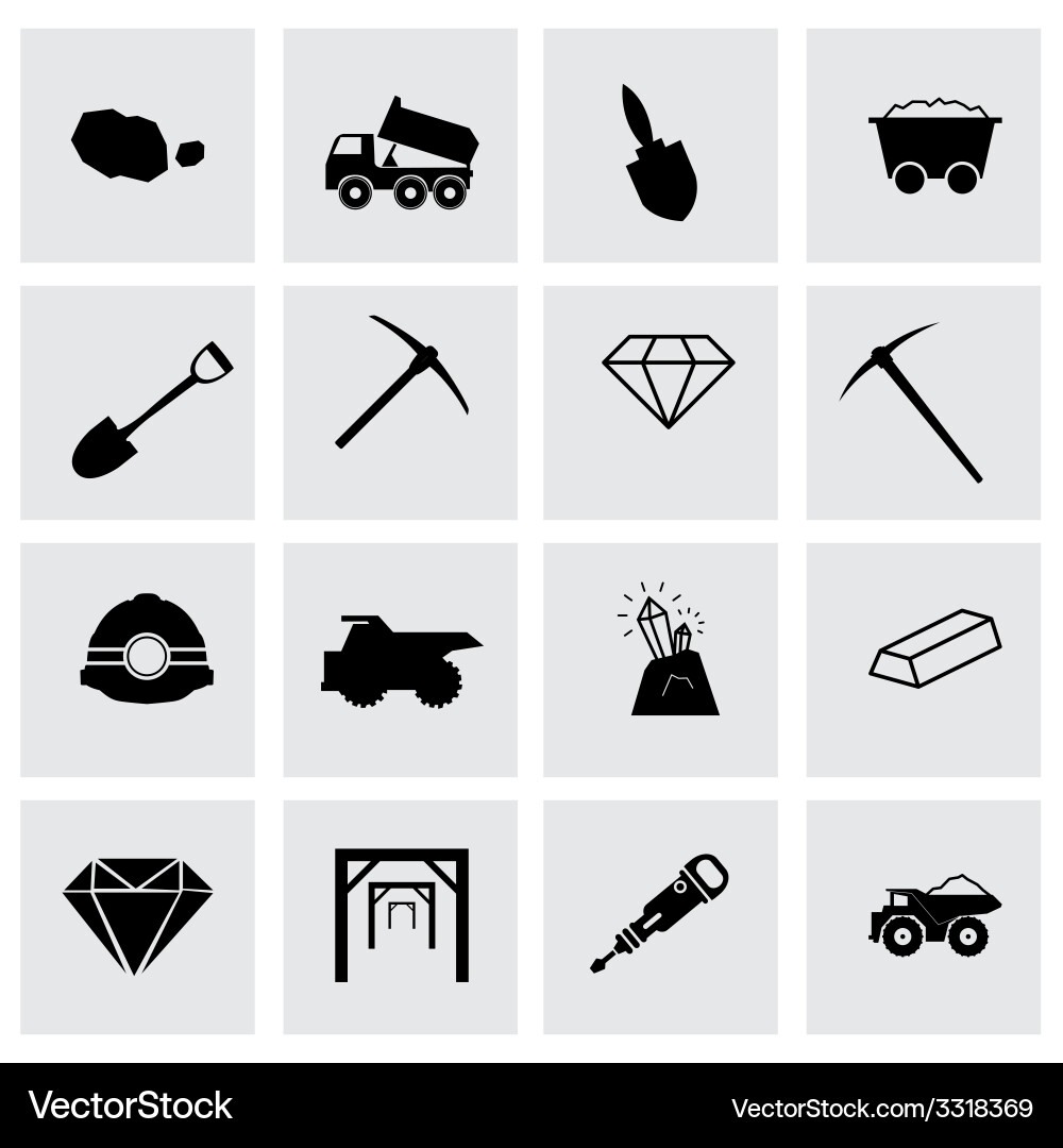 Mining Icon Collection Royalty Free Vector Image