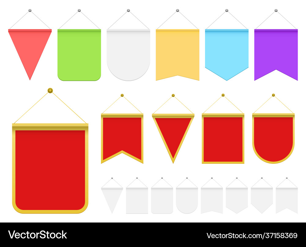 Realistic pennant design isolated on white Vector Image