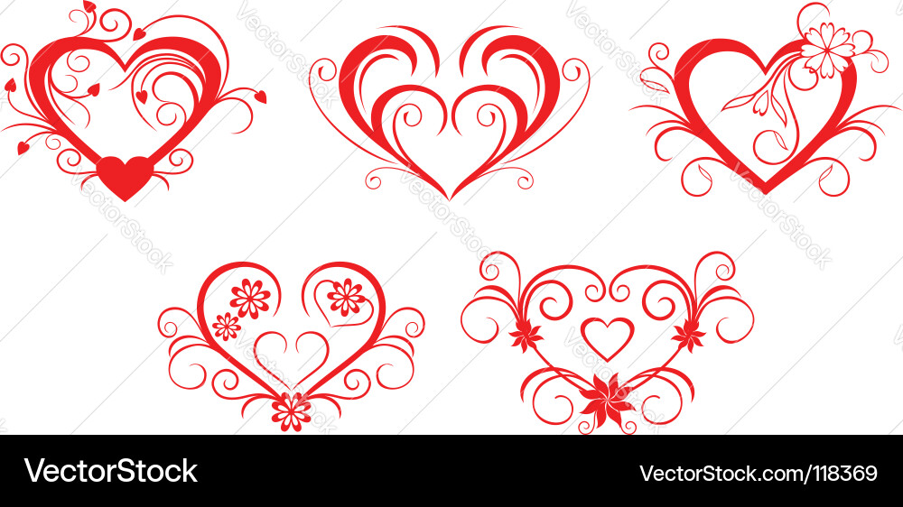 Romantic Floral Hearts Royalty Free Vector Image