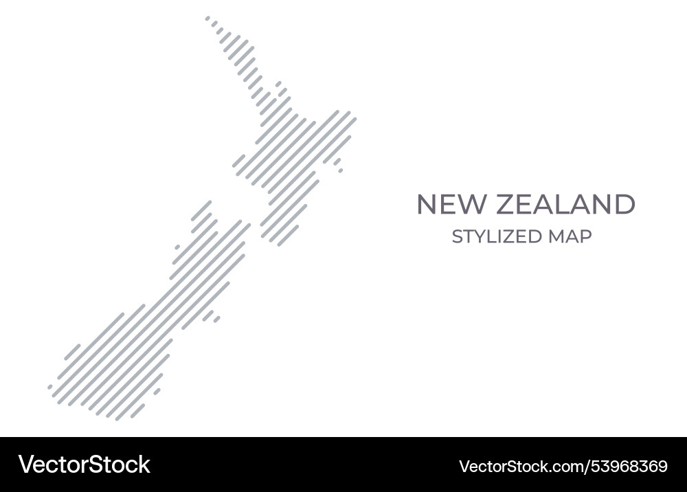 Stylized linear map of new zealand Royalty Free Vector Image