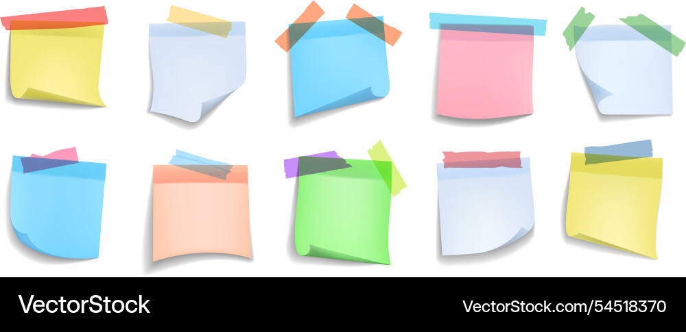3d paper notes sticky sheets Royalty Free Vector Image