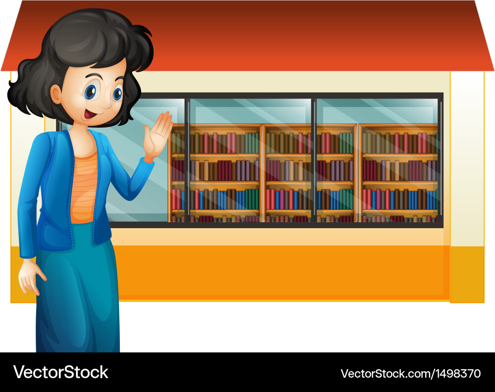 A librarian outside the library Royalty Free Vector Image