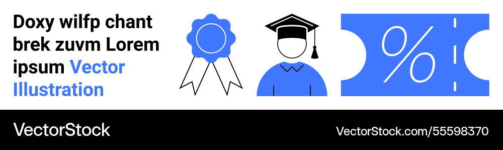 Graduation attainment with reward ribbon Vector Image