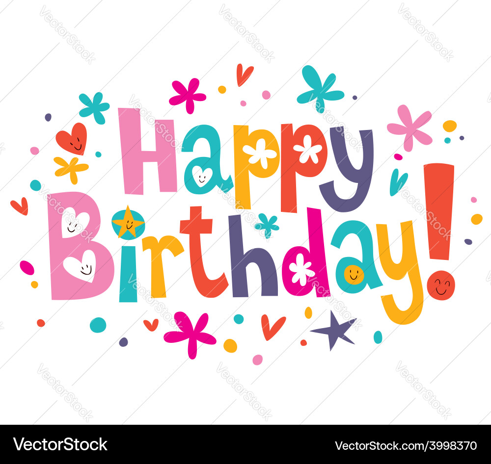 Happy birthday text Royalty Free Vector Image - VectorStock