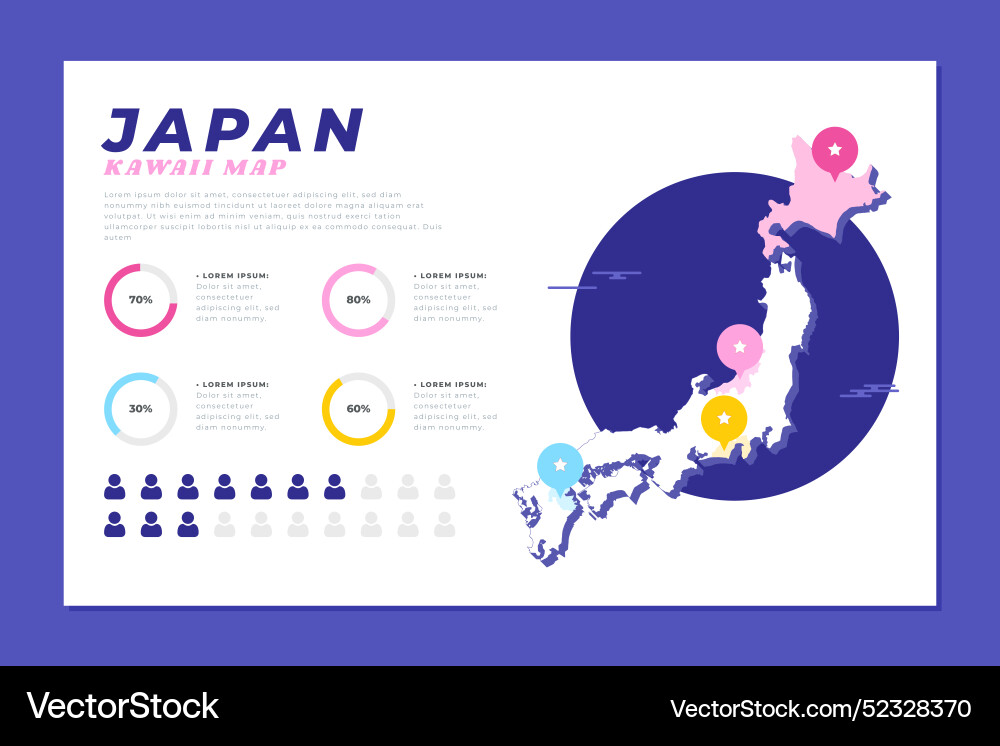 Japan map infographic in flat design Royalty Free Vector
