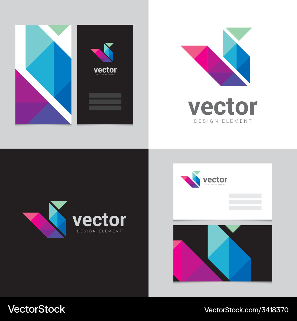Logo design element with two business cards - 14 Vector Image