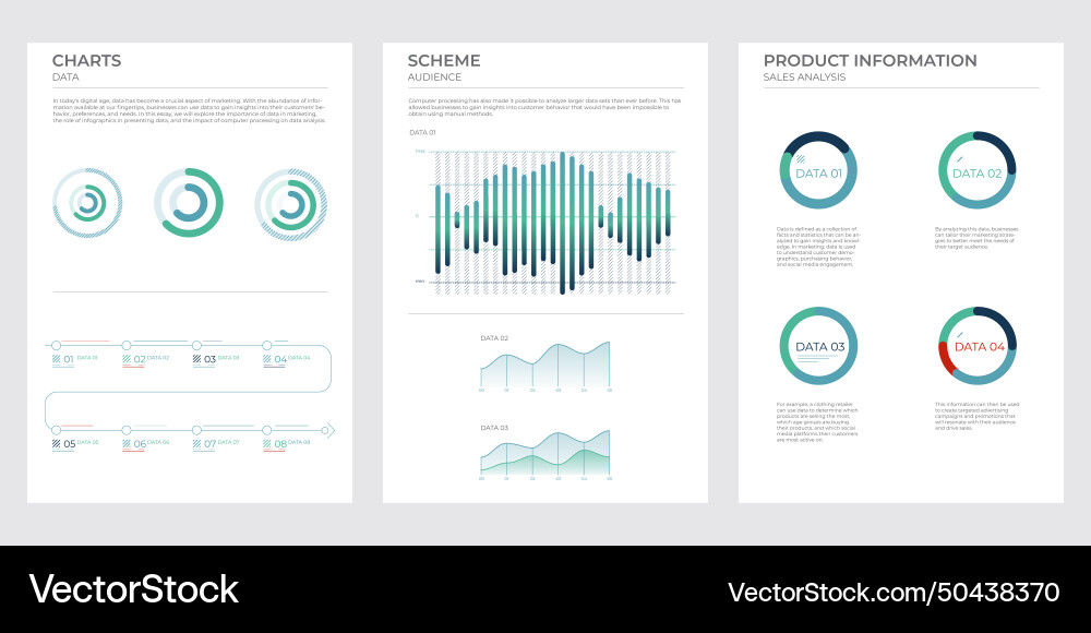 Modern project charts finance elements Royalty Free Vector