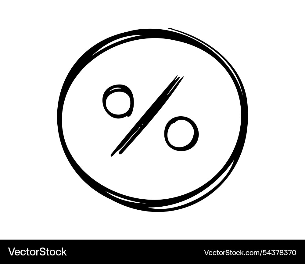Percentage hand drawn doodle symbol drawing line Vector Image