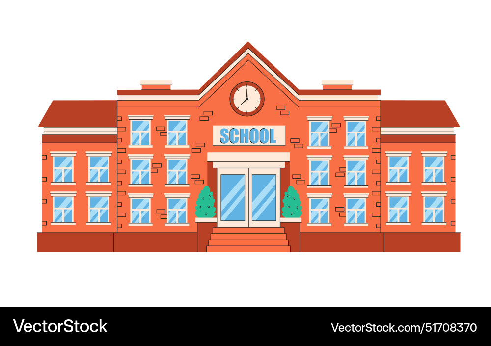 School building back Royalty Free Vector Image
