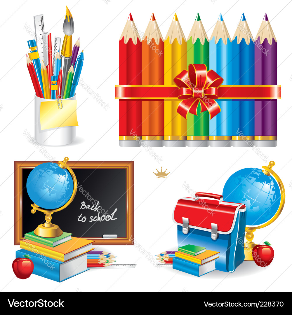 School Supplies Set Royalty Free Vector Image - VectorStock