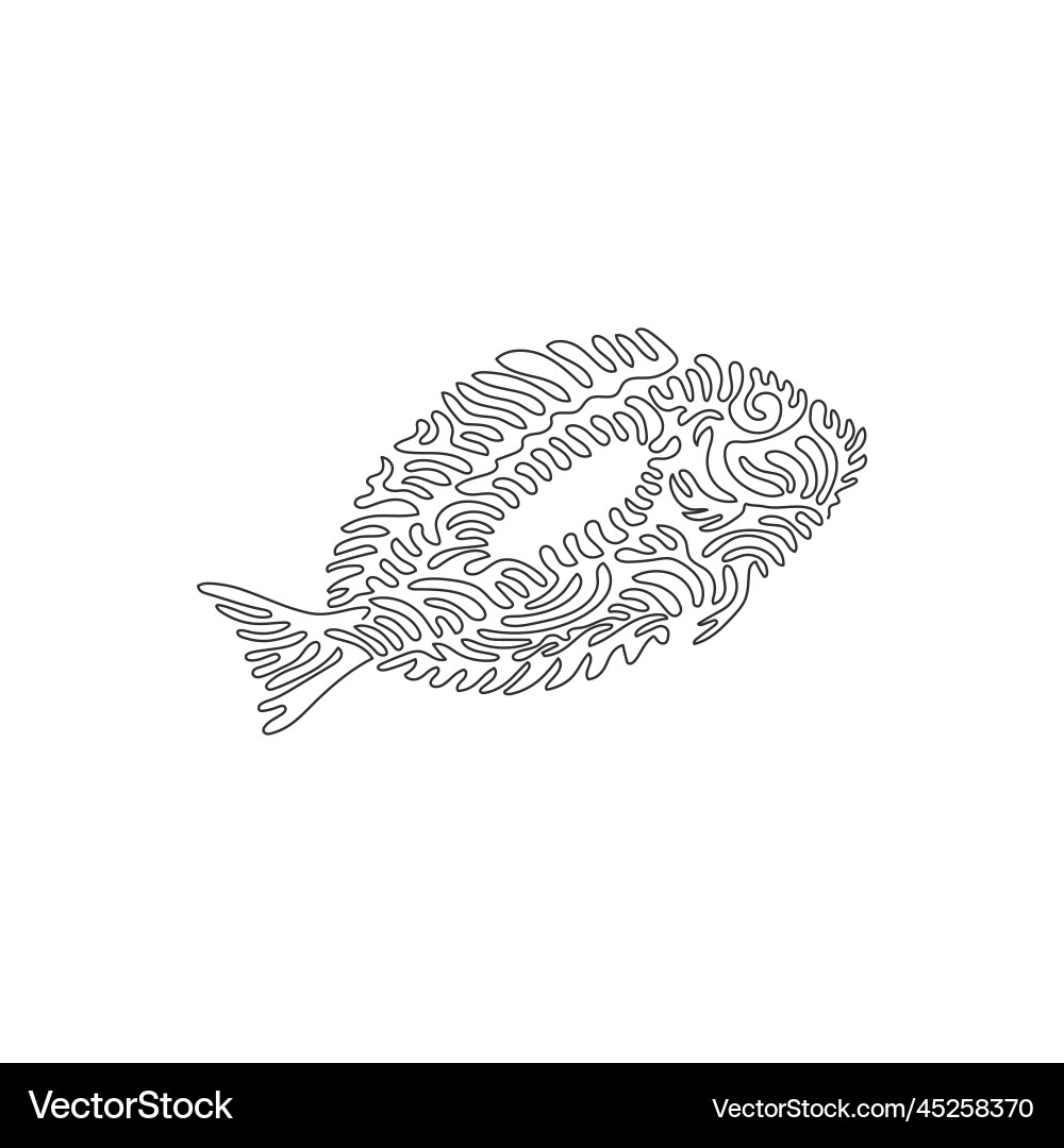 Single one curly line drawing of exotic fish Vector Image
