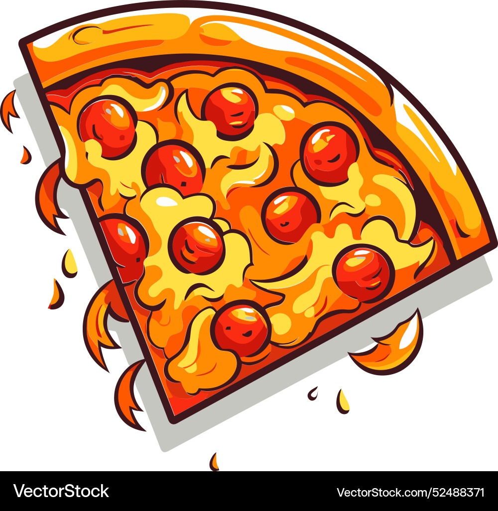 Artistic portrayal pizza slice Royalty Free Vector Image