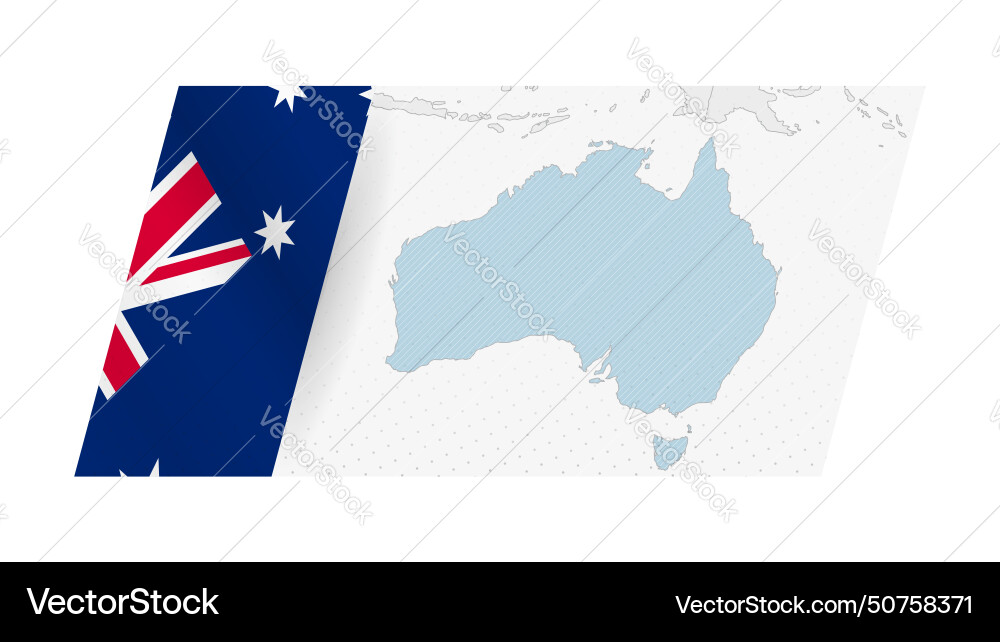 Australia map in modern style with flag Royalty Free Vector