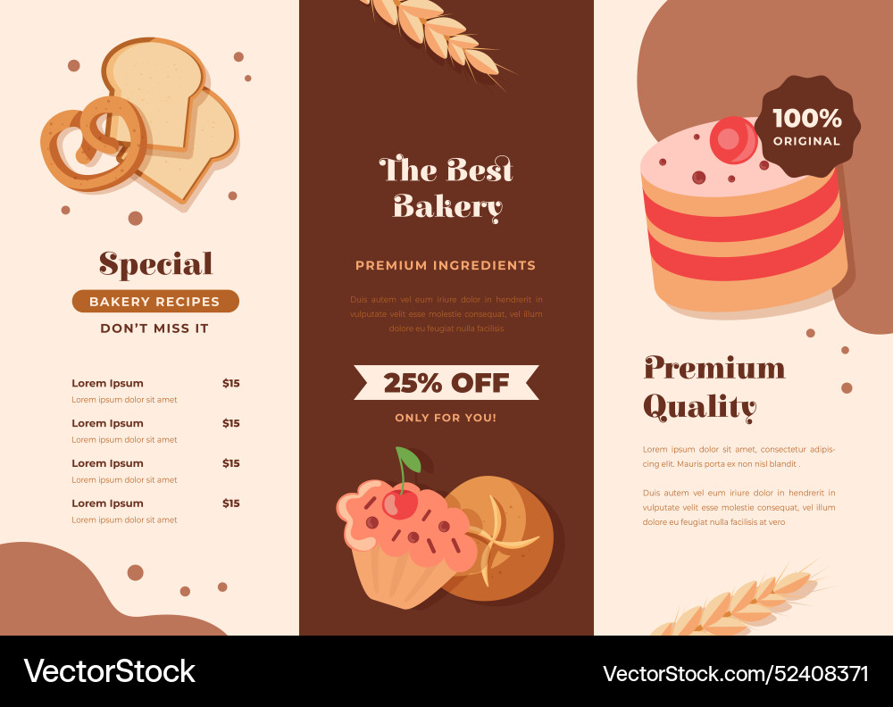 Bakery brochure template Royalty Free Vector Image