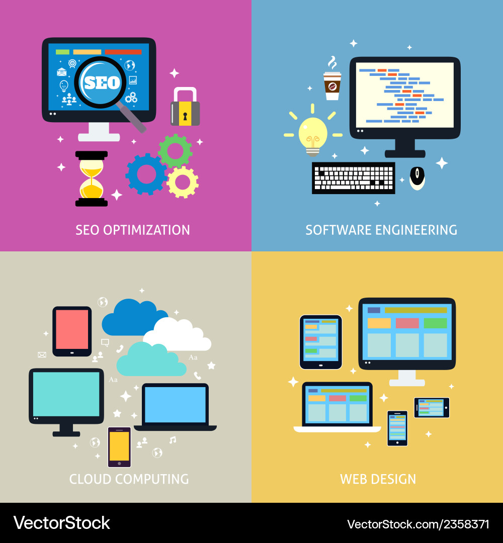 Business process concept flat Royalty Free Vector Image