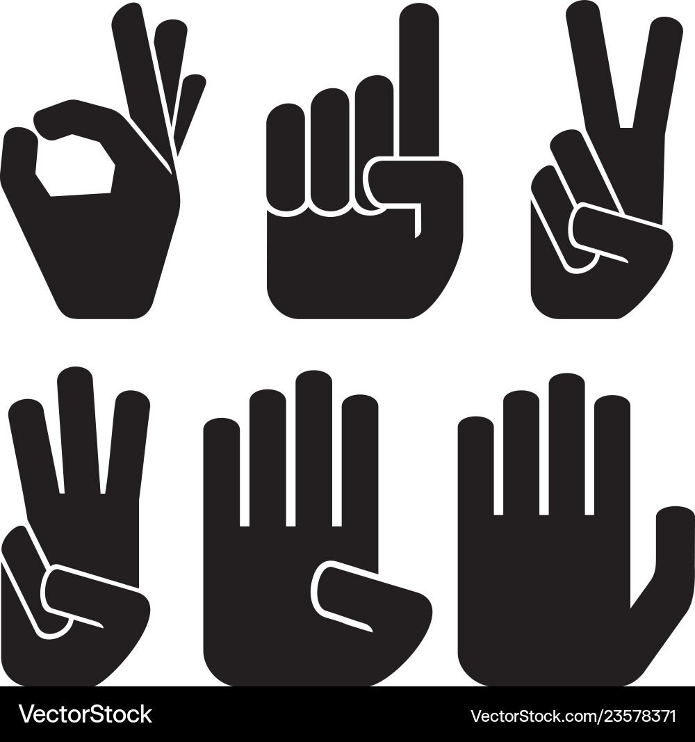 Counting fingers icons set Royalty Free Vector Image