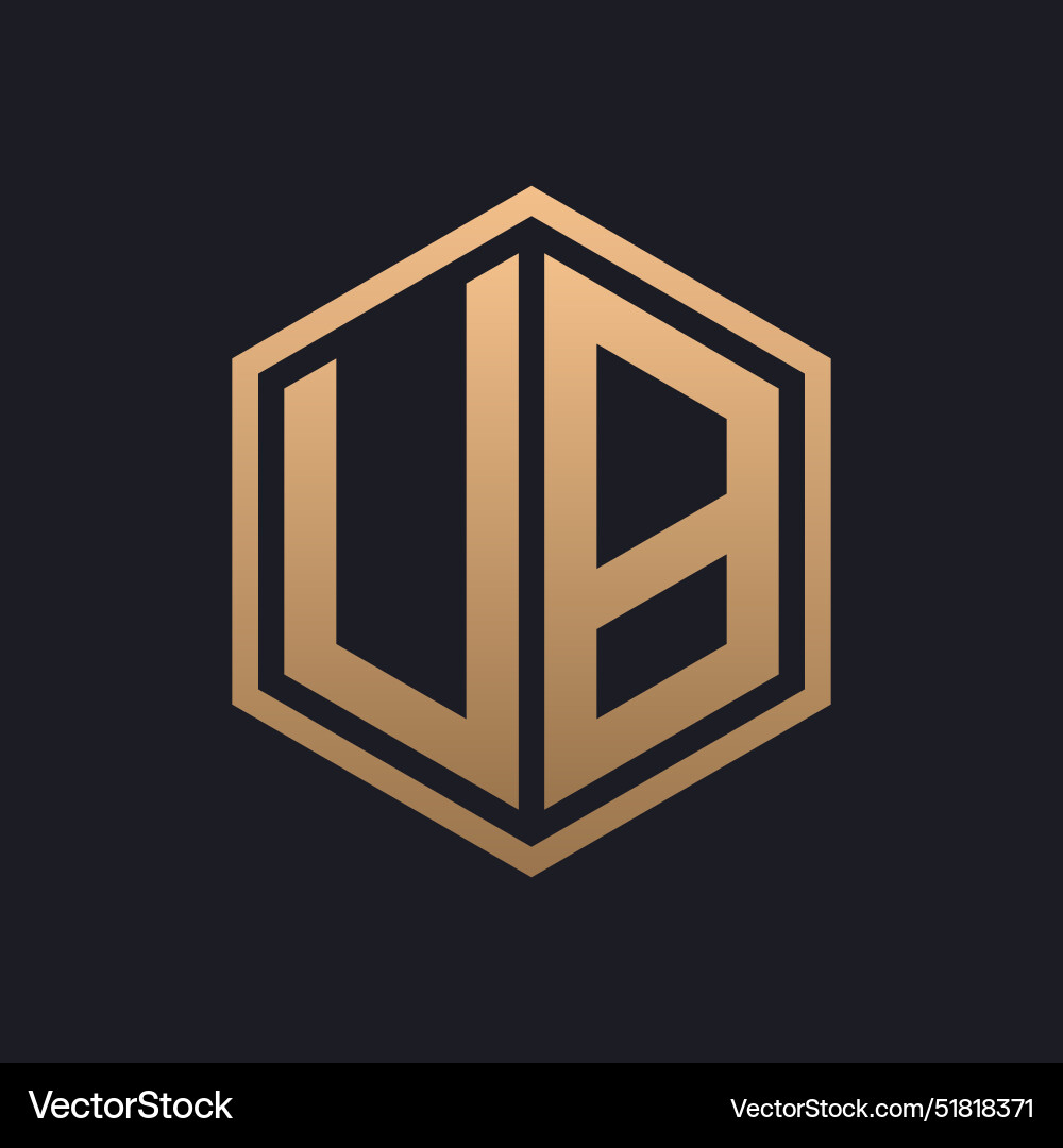 Elegant hexagon letter ub logo design initial Vector Image
