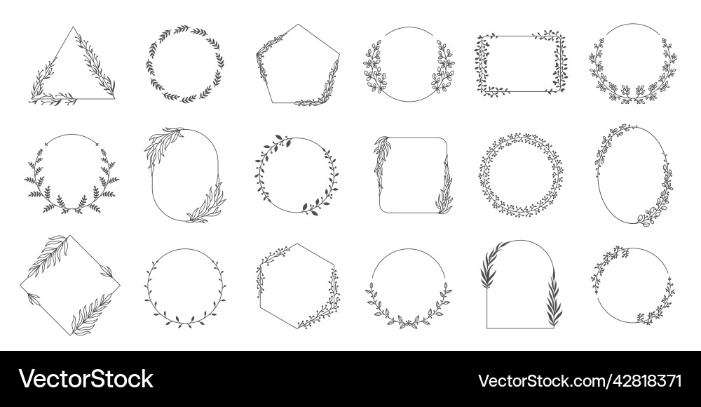 Floral Leaf Border - Round & Square Royalty Free Vector