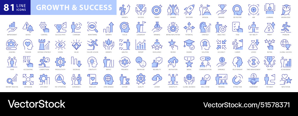 Growth and success icon set with concepts Vector Image