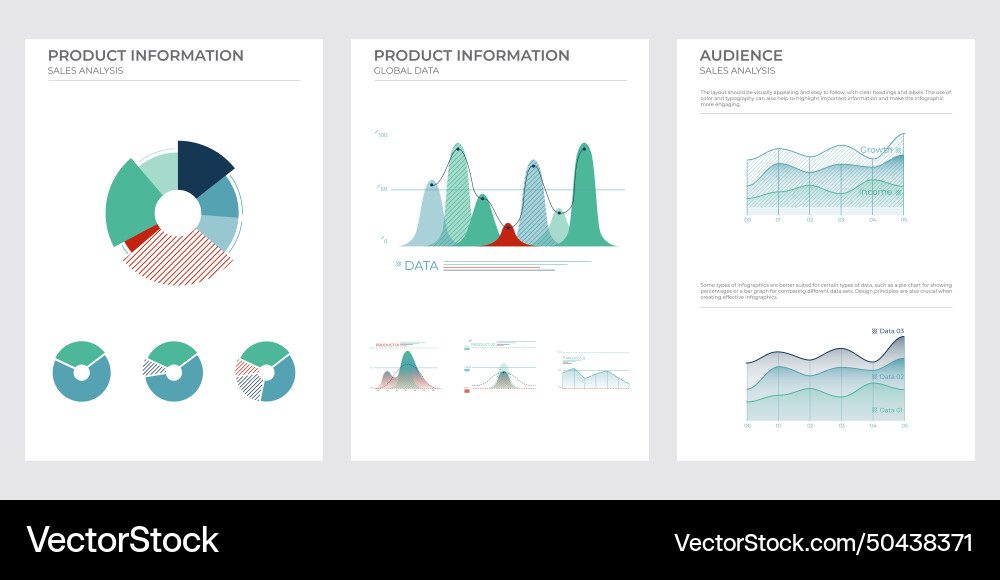 Presentation business analysis charts in color Vector Image
