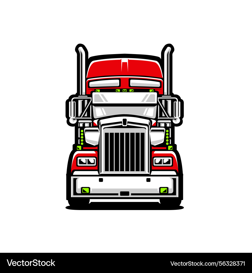 Semi truck 18 wheeler freight big rig front view Vector Image