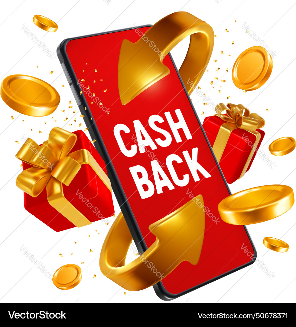 Shopping online with cash back concept Royalty Free Vector