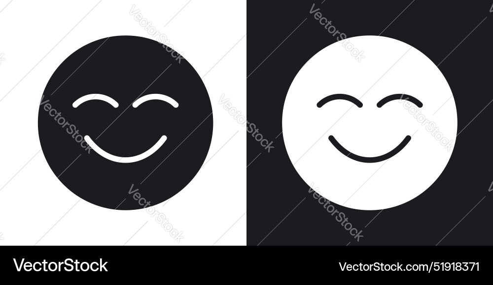 Smile icon set in solid black and white color Vector Image