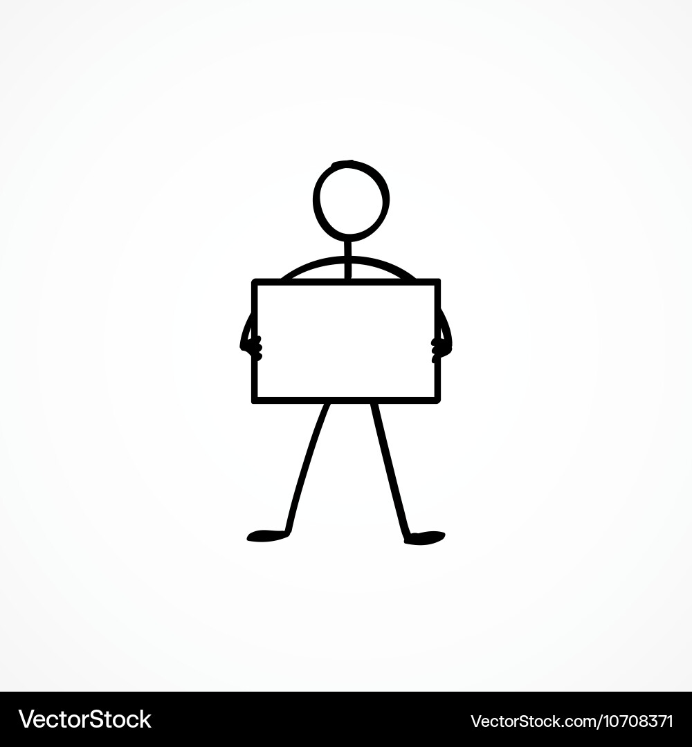 Stick figure with a sign plate Royalty Free Vector Image