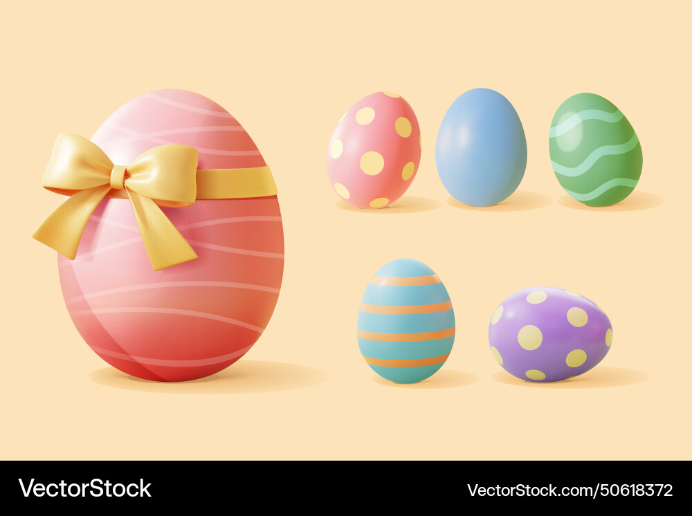 3d colorful easter egg set Royalty Free Vector Image