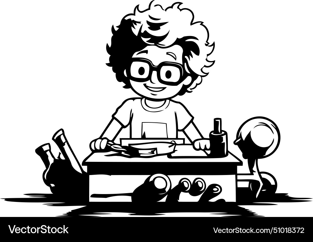Cute boy playing on turntable cartoon Royalty Free Vector