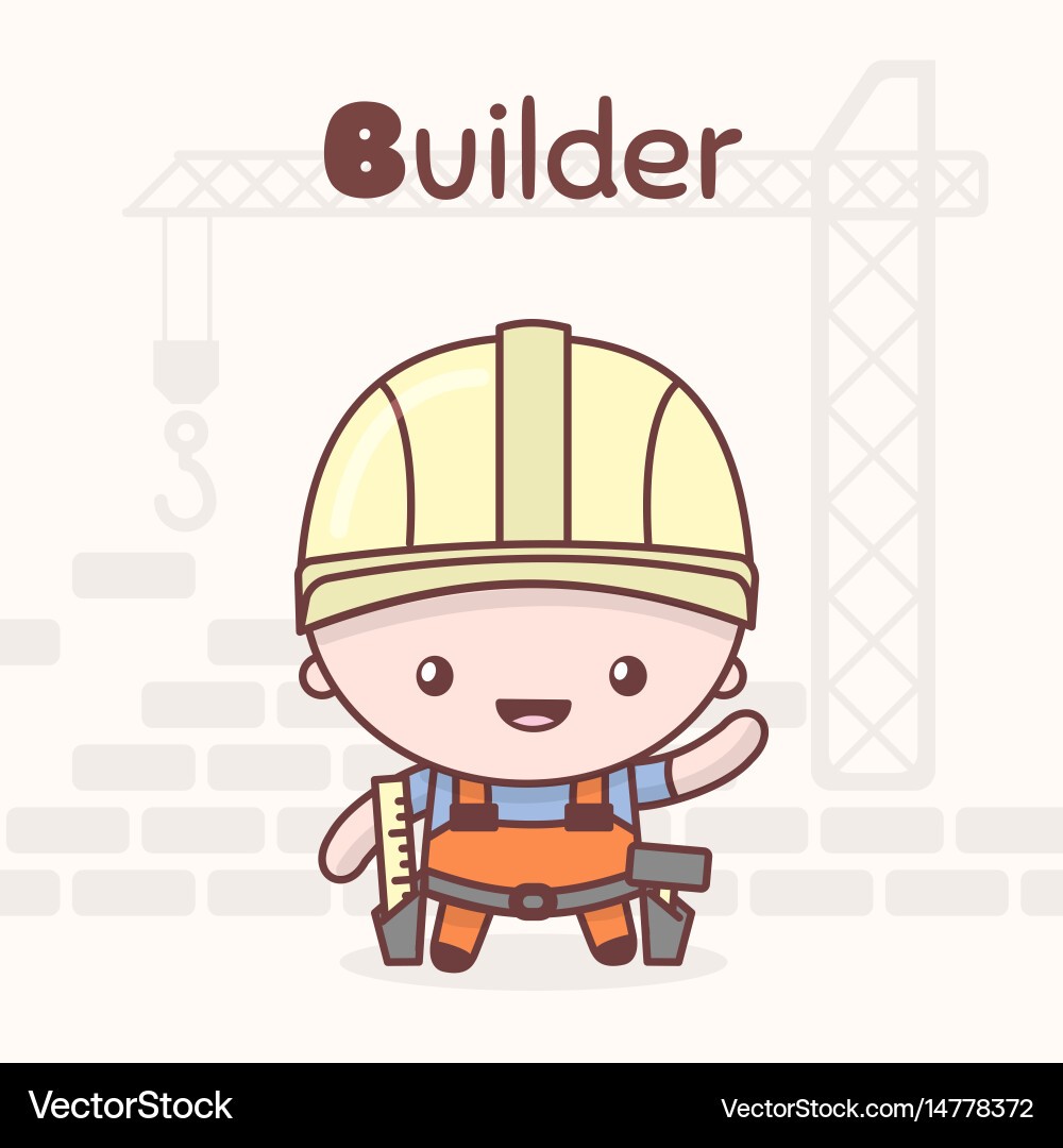 Cute chibi kawaii characters alphabet professions Vector Image