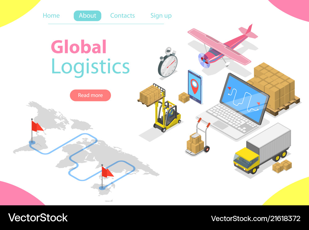 Flat isometric concept of global logistics Vector Image