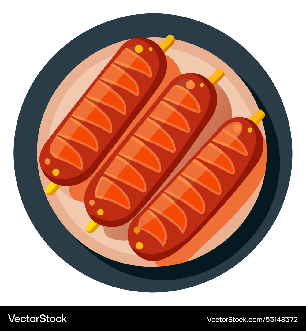 Grilled sausages top view Royalty Free Vector Image