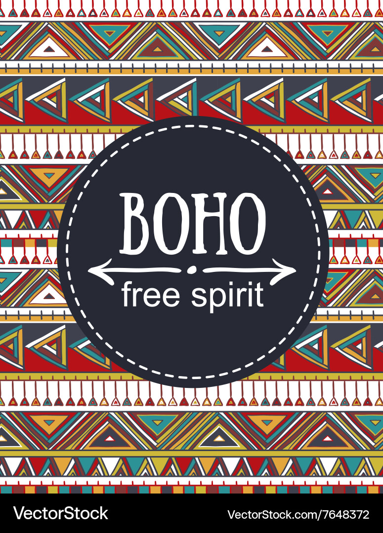 Hand drawn boho style card tribal design Vector Image