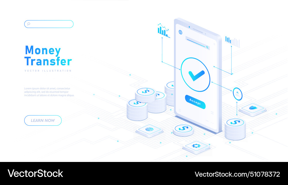 Money transfer white poster Royalty Free Vector Image