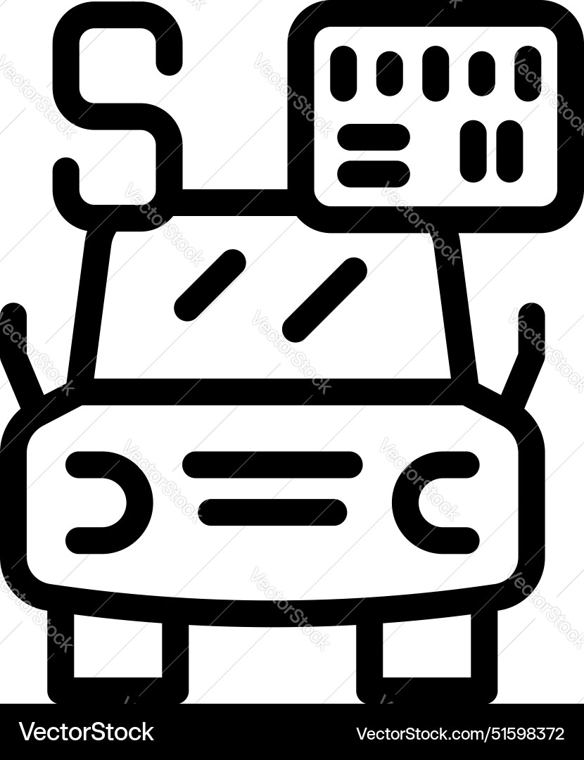 Self driving car with control panel showing path Vector Image