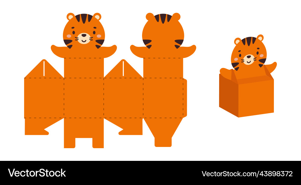 Simple packaging favor box tiger design Royalty Free Vector