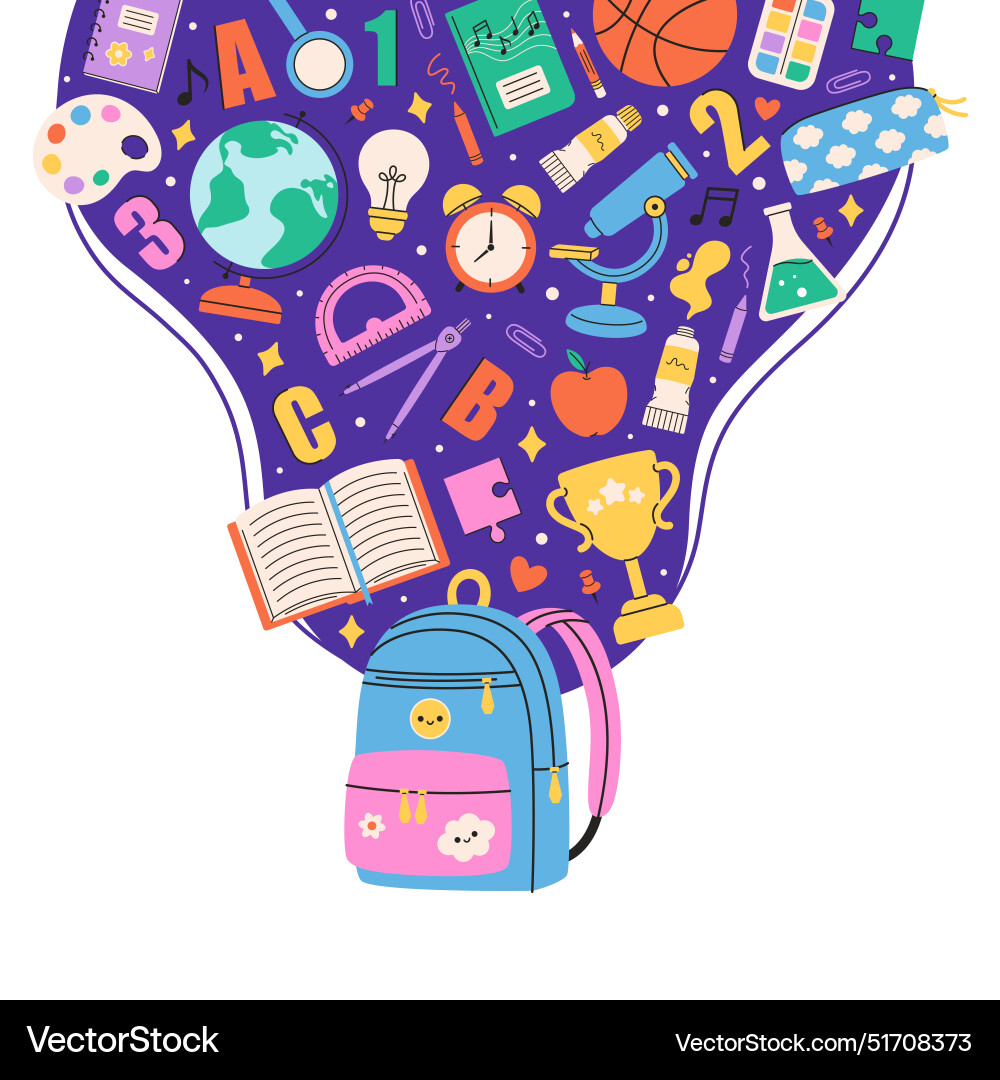 Backpack with school supplies back Royalty Free Vector Image