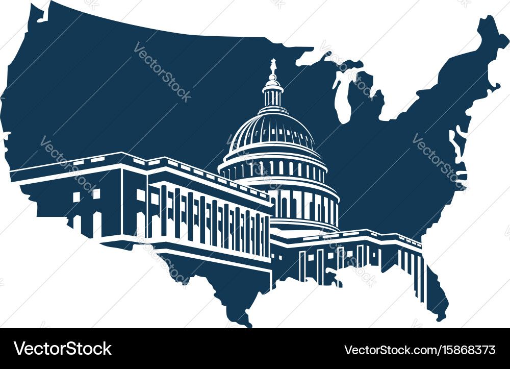Capitol building on background of the map Vector Image