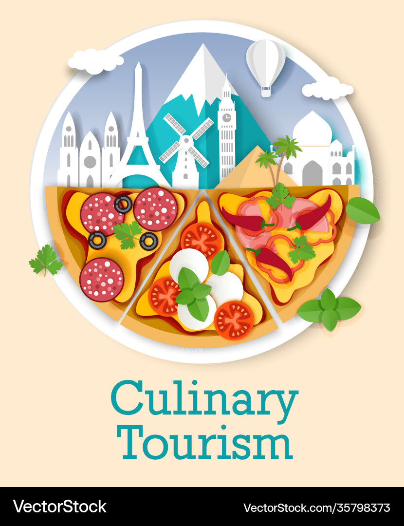 Culinary tourism poster banner template Royalty Free Vector