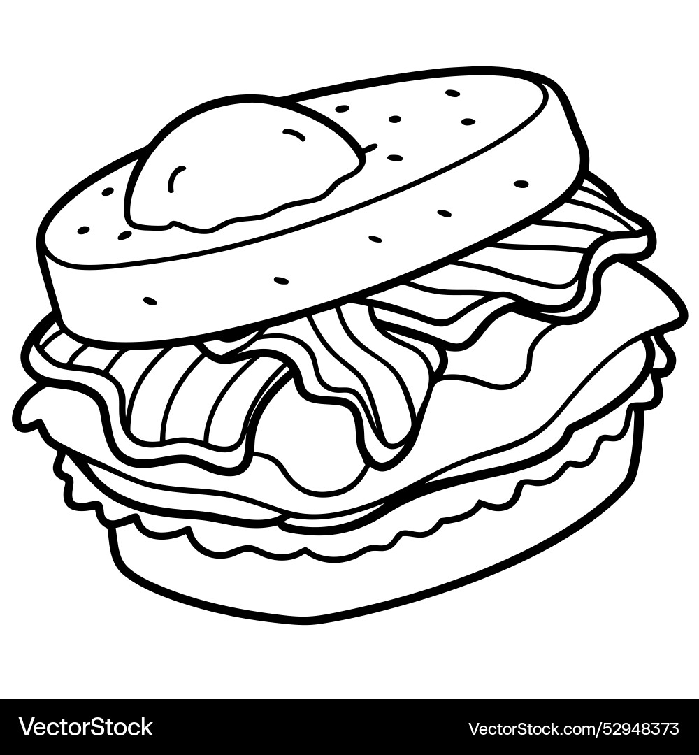 Delicious breakfast sandwich with bacon egg Vector Image